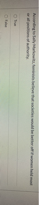 Solved According to Sally Markowitz, feminists believe that | Chegg.com