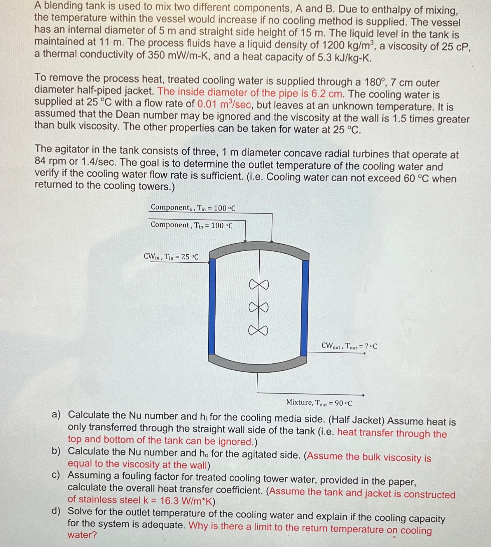 Solved A blending tank is used to mix two different | Chegg.com