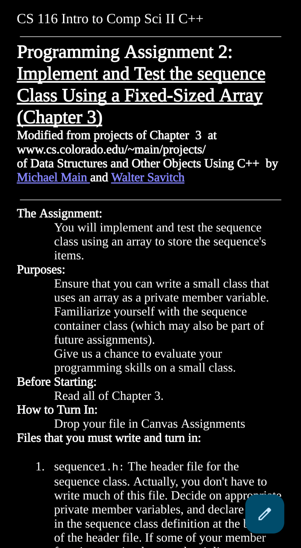 CS 116 ﻿Intro to Comp Sci II C++Programming | Chegg.com
