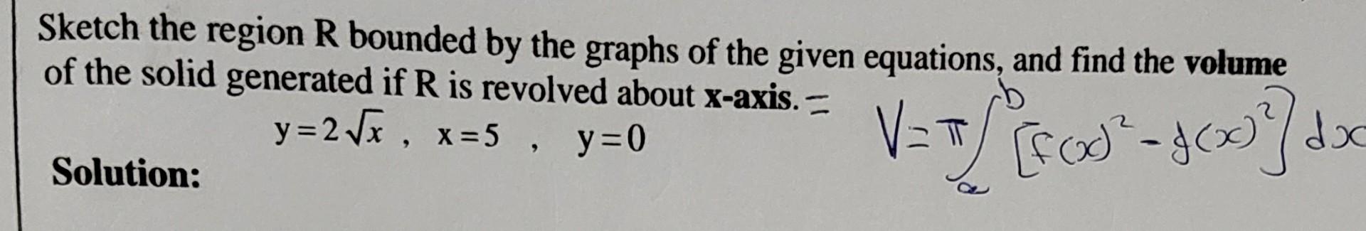 Solved Sketch the region R bounded by the graphs of the | Chegg.com
