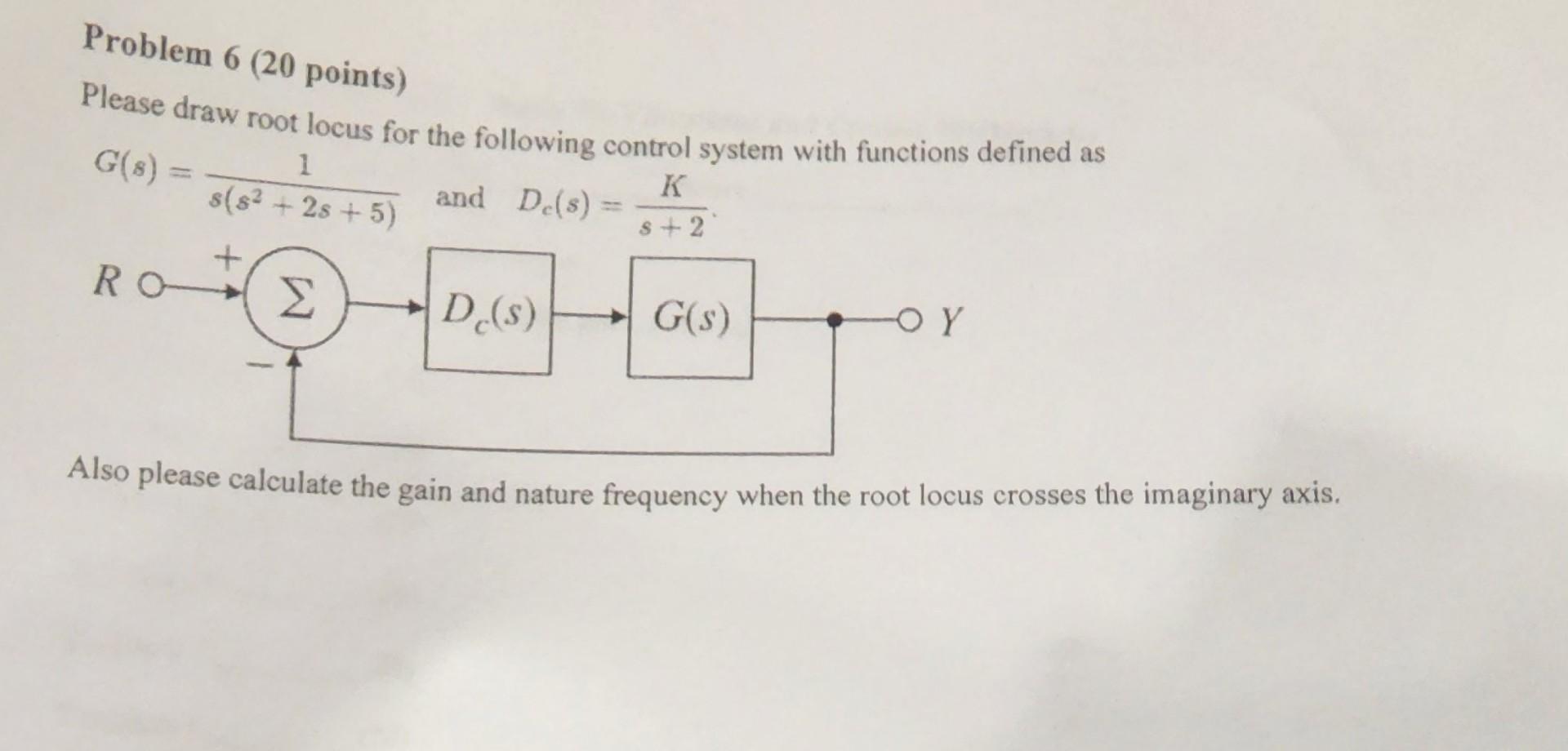 Solved Problem 6 ( 20 points) Please draw root locus for the | Chegg.com