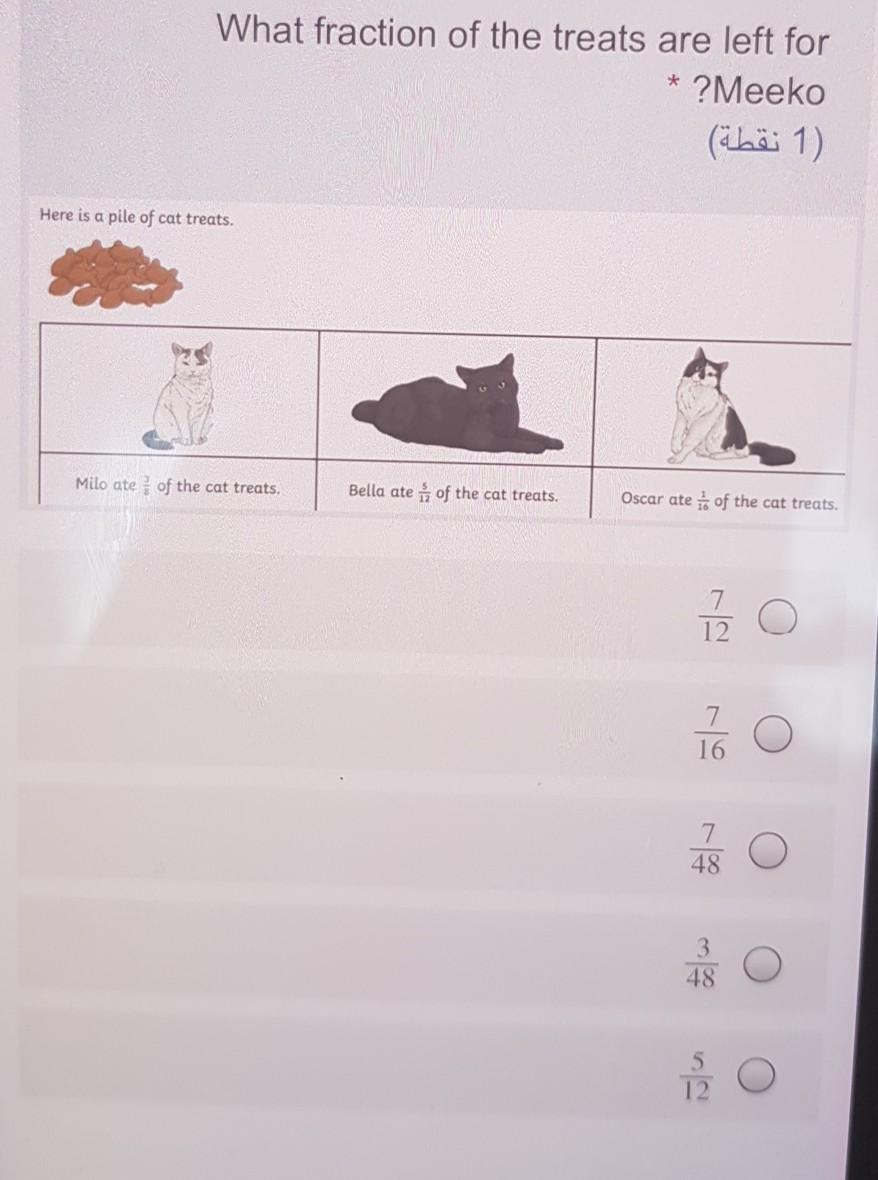 Solved What fraction of the treats are left for * ?Meeko : 1 | Chegg.com