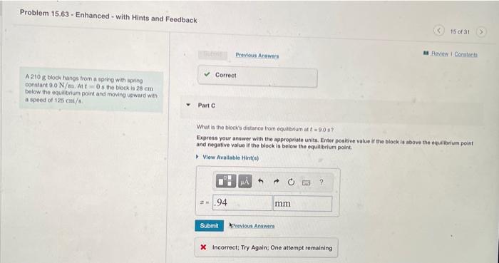 Solved Problem 15.63 - Enhanced - with Hints and Feedback A | Chegg.com