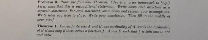 Solved Problem 3. Prove the following Theorem. (Use your | Chegg.com