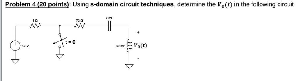Solved Problem 4 (20 points): Using s-domain circuit | Chegg.com