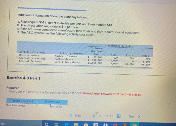 Solved Required information Exercise 4-8 Computing ABC | Chegg.com