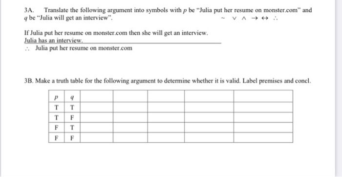 Solved 3A. Translate the following argument into symbols | Chegg.com