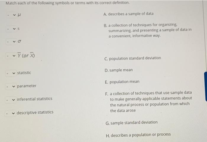 Solved Match each of the following symbols or terms with its | Chegg.com
