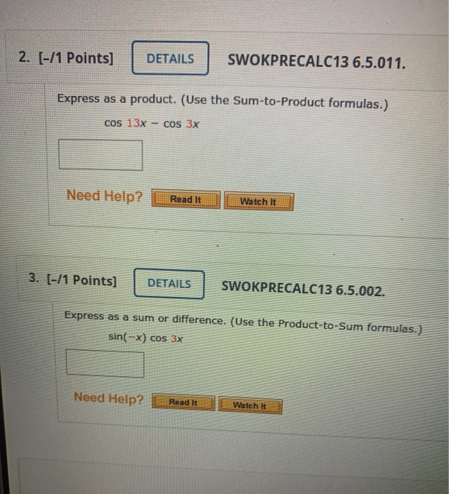 Solved Express as a product. (use the sum-to- product | Chegg.com