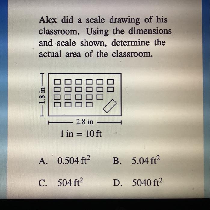 Solved Alex did a scale drawing of his classroom. Using the | Chegg.com