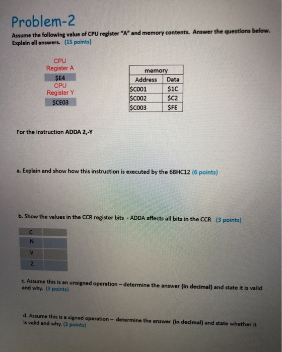 Solved Problem-2 Assume the following value of CPU register | Chegg.com