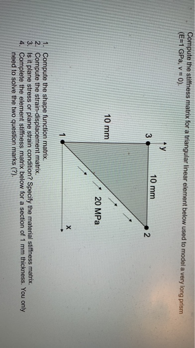 Solved Compute the stiffness matrix for a triangular linear | Chegg.com