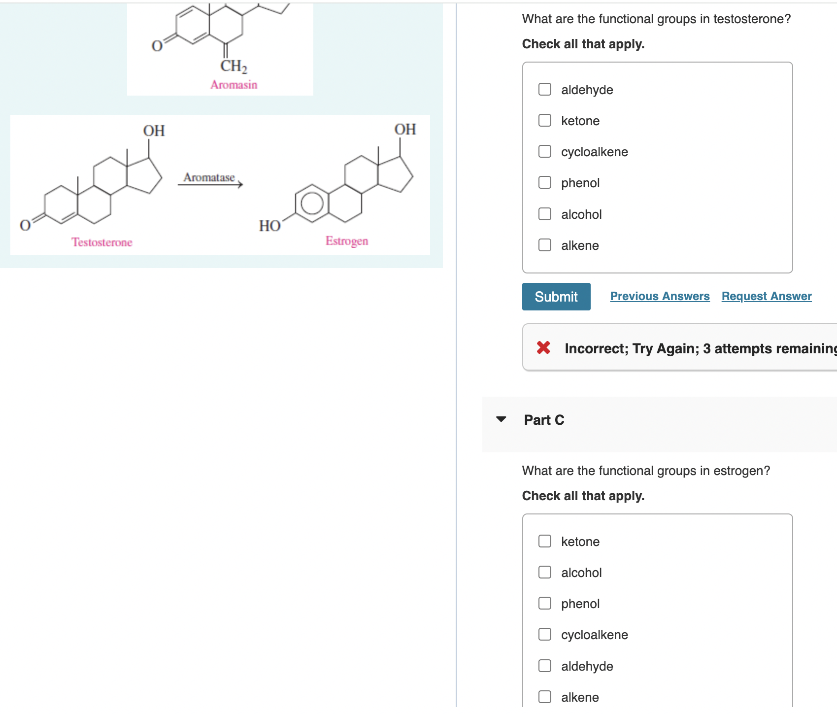 Solved What are the functional groups in testosterone?Check | Chegg.com