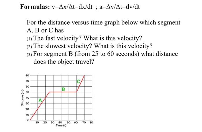 Solved Formulas: v=Ax/At=dx/dt ; a=Av/At=dv/dt For the | Chegg.com