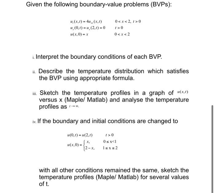 Solved Given the following boundary-value problems (BVPs): | Chegg.com