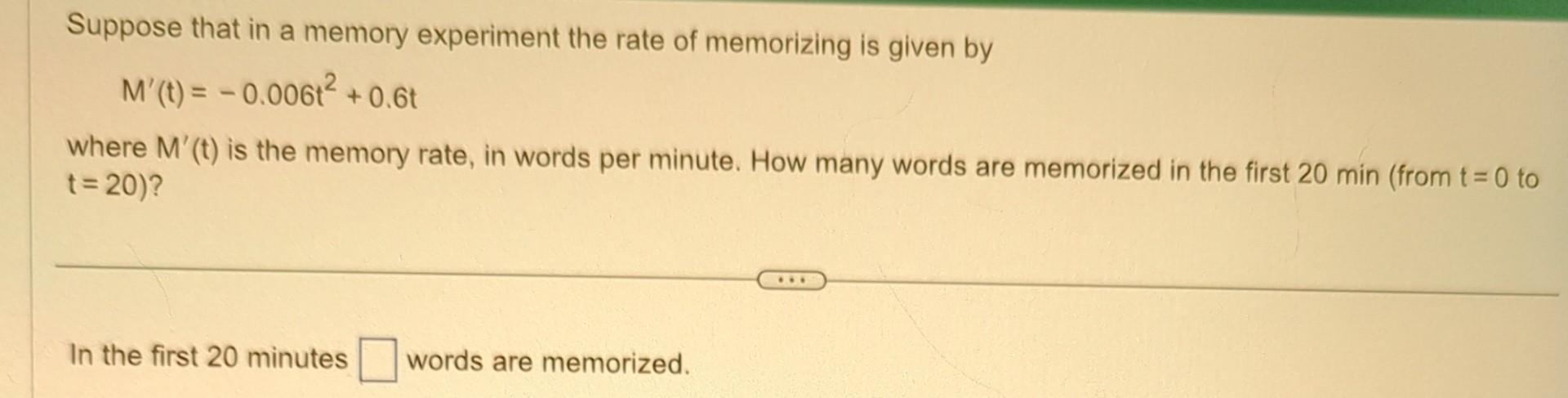 Solved Suppose that in a memory experiment the rate of | Chegg.com