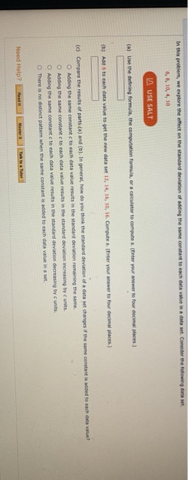 Solved In this problem, we explore the effect on the | Chegg.com