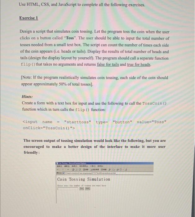 Solved Use Html Css And Javascript To Complete All The 5839