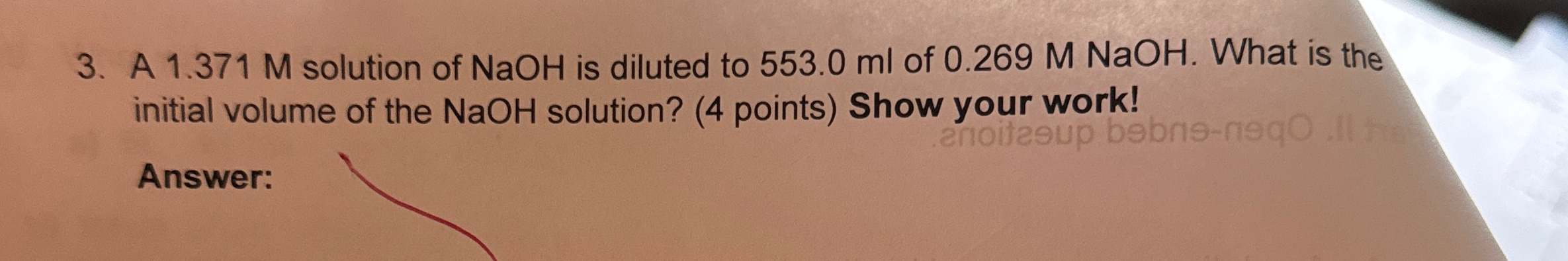 Solved A 1.371M ﻿solution of NaOH is diluted to 553.0ml ﻿of | Chegg.com
