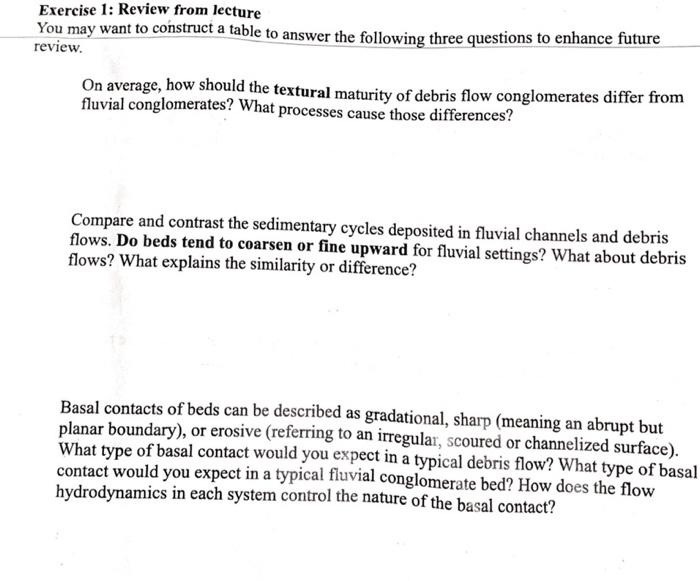Solved Exercise 1: Review from lecture lou may want to | Chegg.com