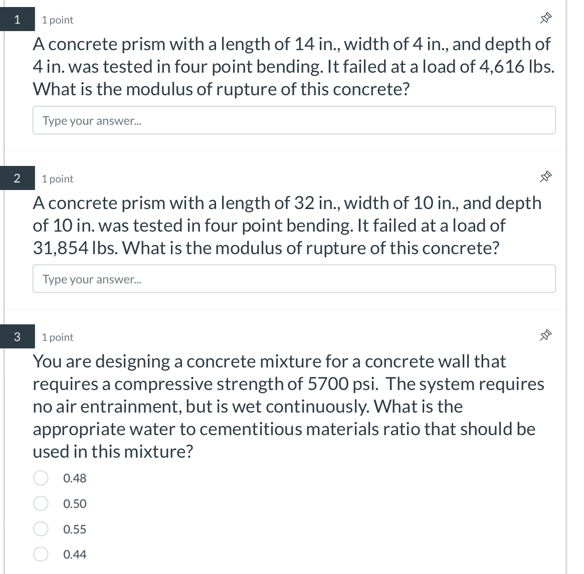 Solved 11 ﻿pointA concrete prism with a length of 14 ﻿in., | Chegg.com