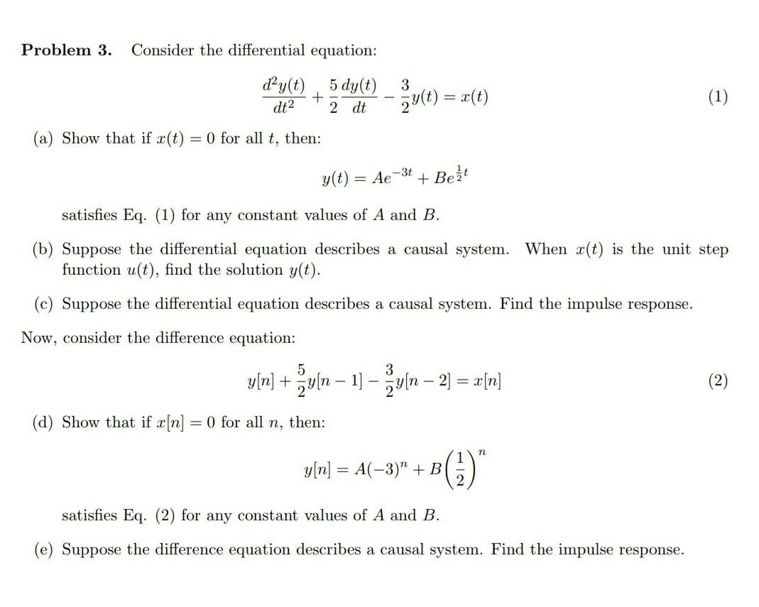 Solved Problem 3. Consider the differential equation: | Chegg.com