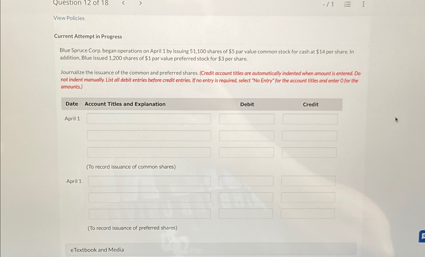 Solved View PoliciesCurrent Attempt in ProgressBlue Spruce | Chegg.com