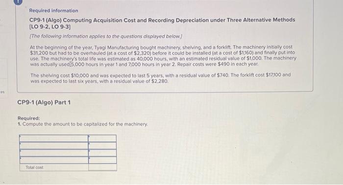 Solved Required information CP9-1 (Algo) Computing | Chegg.com
