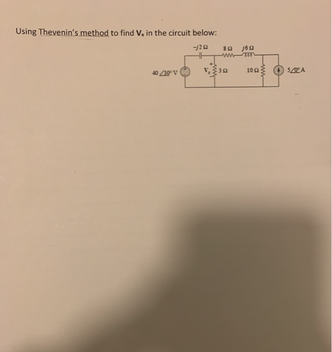 Solved Using Thevenin's method to find Vx in the circuit | Chegg.com