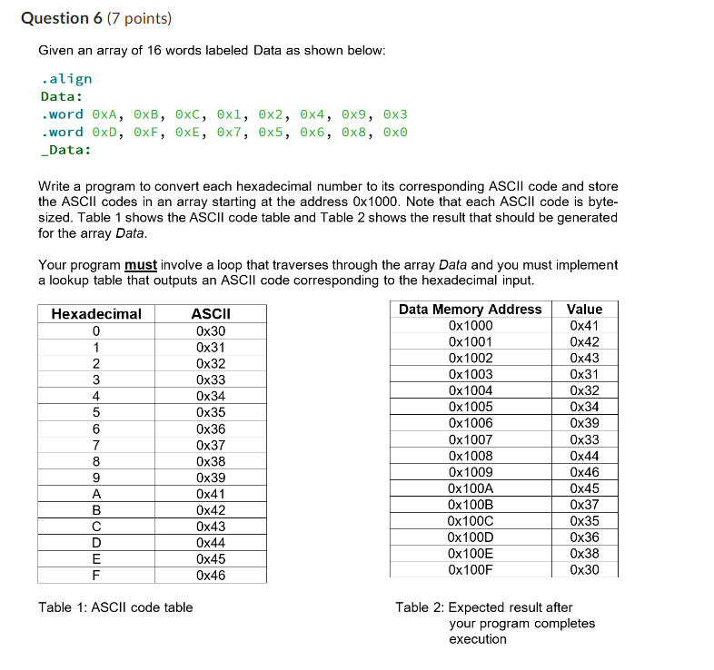 Solved Given an array of 16 ﻿worlds labeledQuestion 6 (7 | Chegg.com
