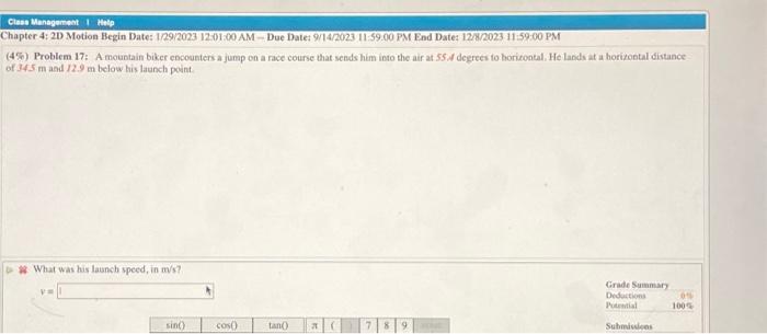 Solved Class Management I Help Chapter 4: 2D Motion Begin | Chegg.com