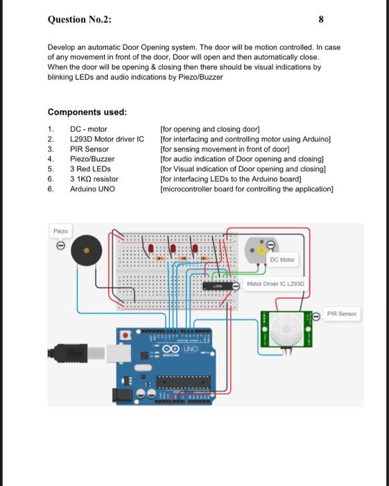 Solved Question No.2: 8 Develop an automatic Door Opening | Chegg.com