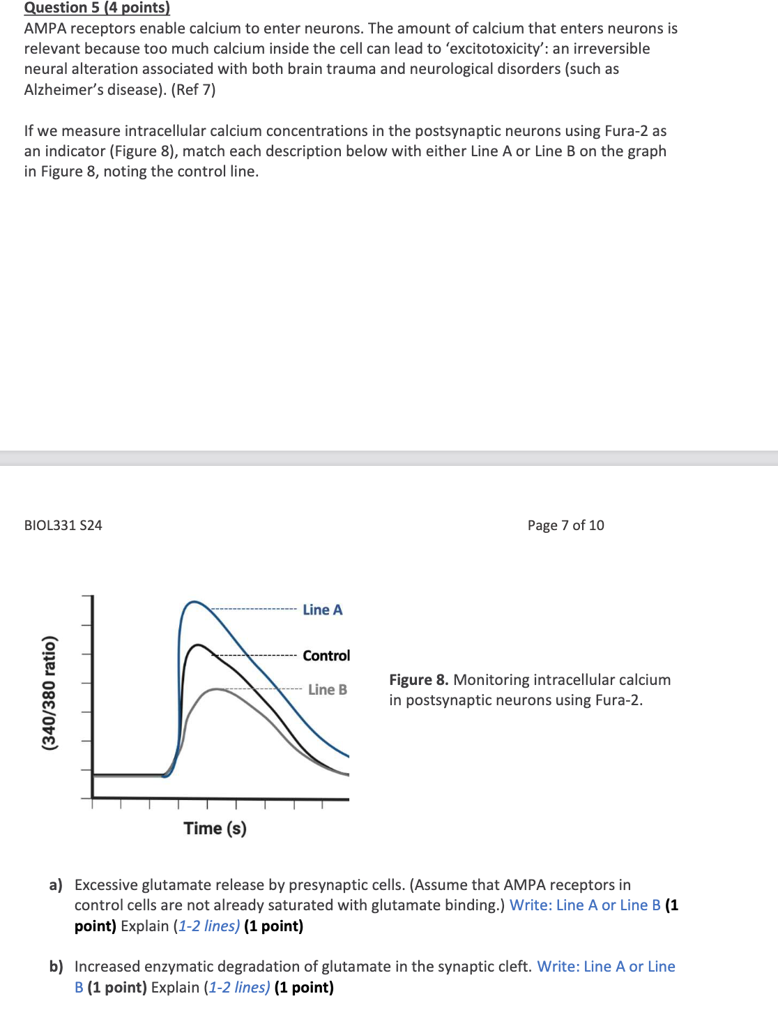 Solved Question 5 (4 ﻿points)AMPA receptors enable calcium | Chegg.com
