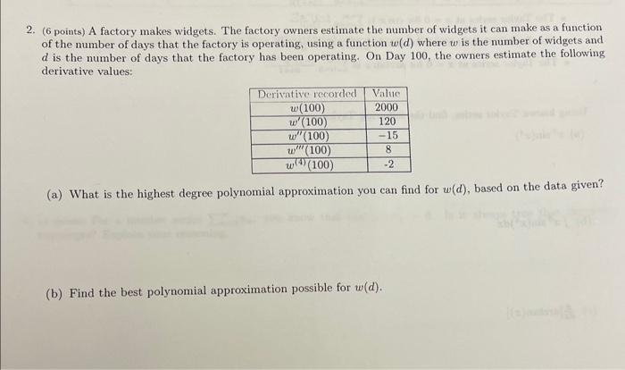 Solved 2. (6 points) A factory makes widgets. The factory | Chegg.com