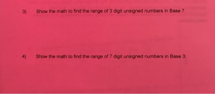 Solved 3) Show the math to find the range of 3 digit | Chegg.com