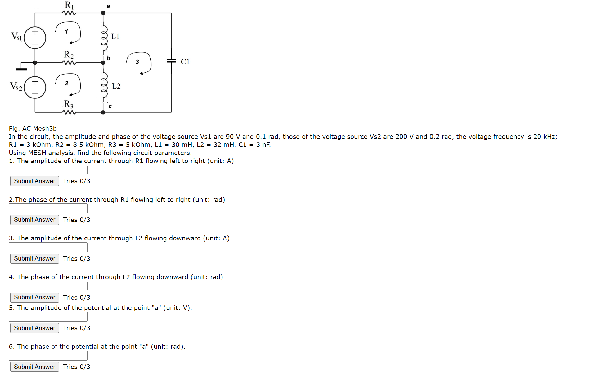 Solved Please solve using mesh analysis and by using Matlab | Chegg.com