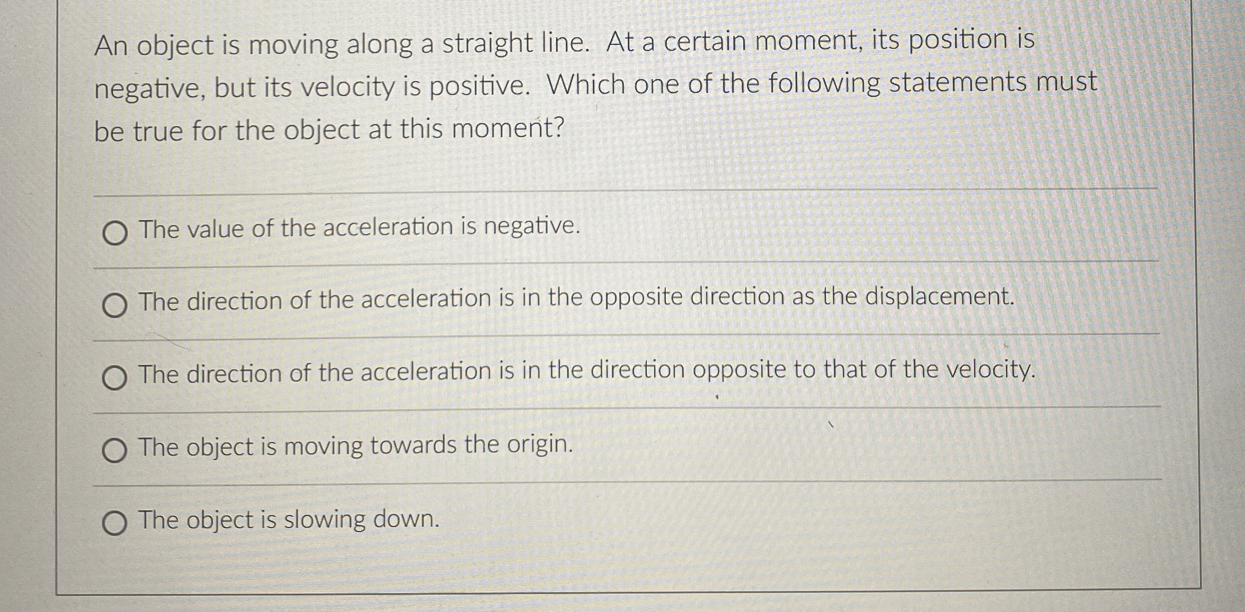 Solved An object is moving along a straight line. At a | Chegg.com