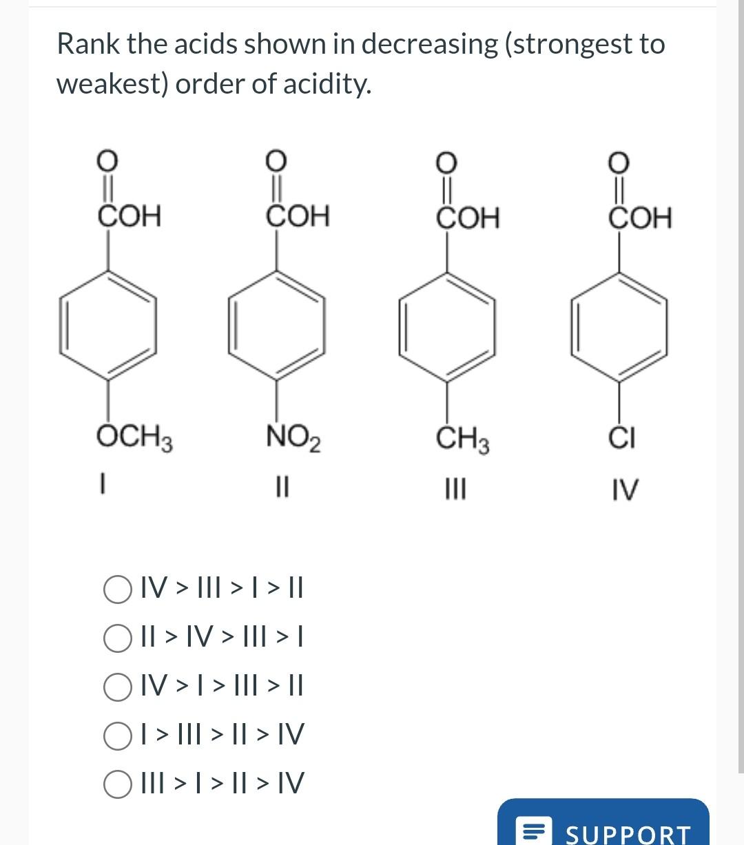 Solved Rank the acids shown in decreasing (strongest to | Chegg.com