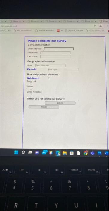 Solved Write an HTML code to design a form page as shown in | Chegg.com