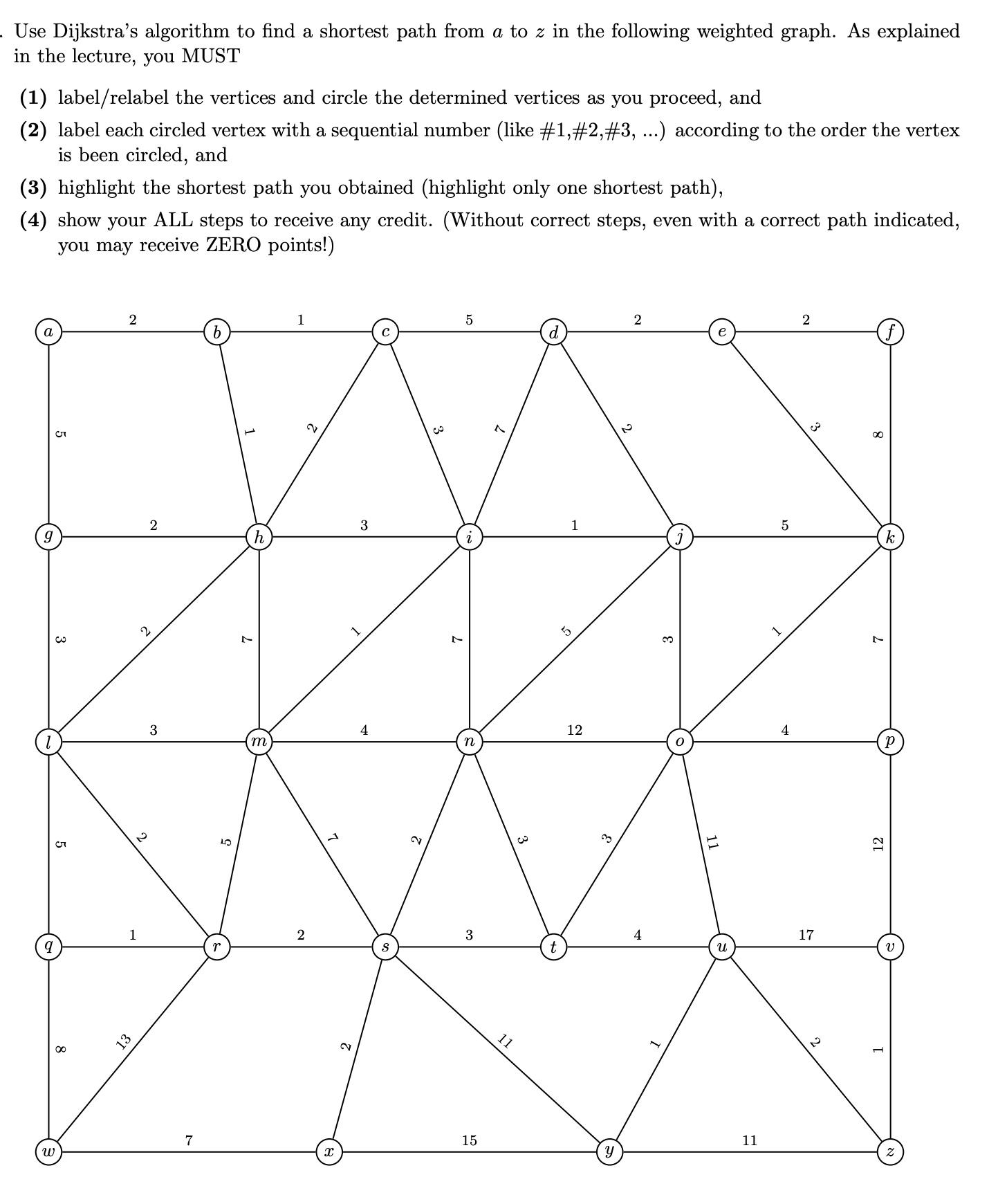 Solved Use Dijkstra's algorithm to find a shortest path from | Chegg.com