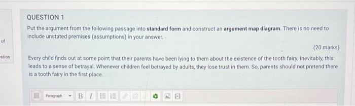 QUESTION 1 Put the argument from the following | Chegg.com