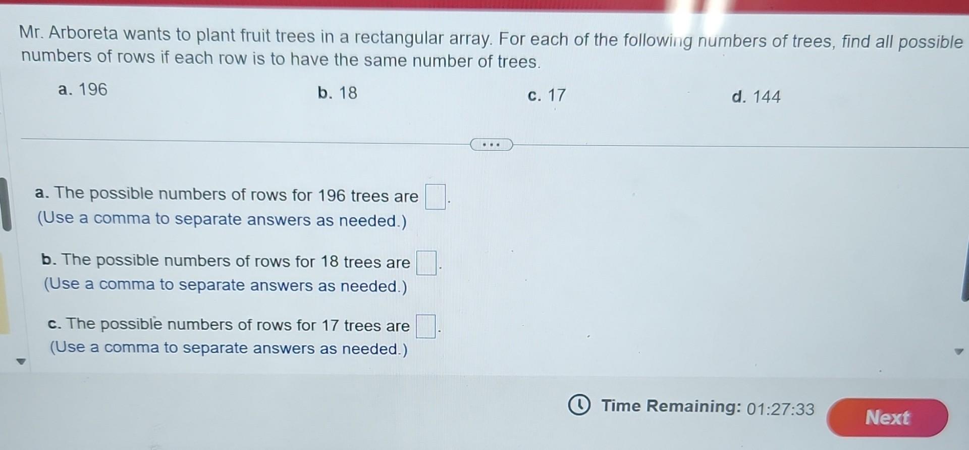 Solved Mr. Arboreta wants to plant fruit trees in a | Chegg.com Solved Mr. Arboreta wants to plant fruit trees in a | Chegg.com