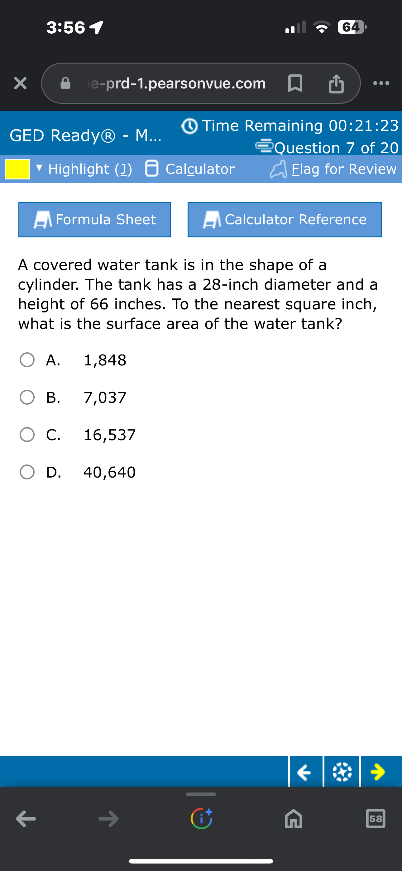 Solved 3:56 ﻿uarre-prd-1.pearsonvue.comGED Ready® - ﻿M...(1) | Chegg.com