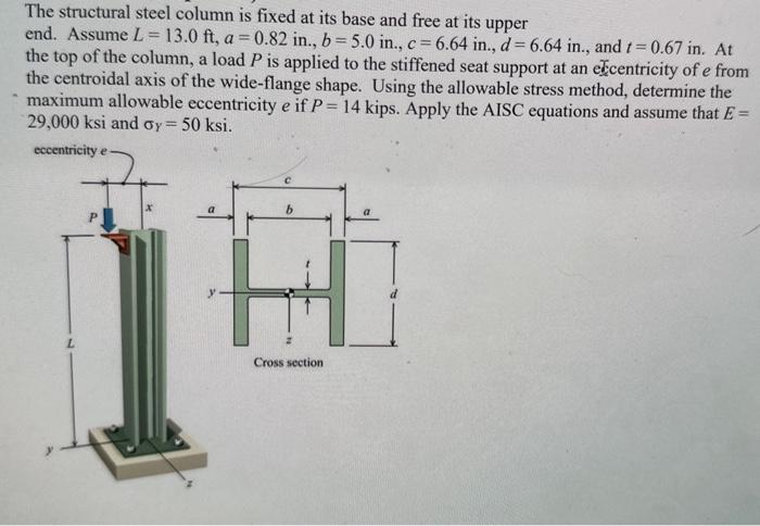 Solved The structural steel column is fixed at its base and | Chegg.com
