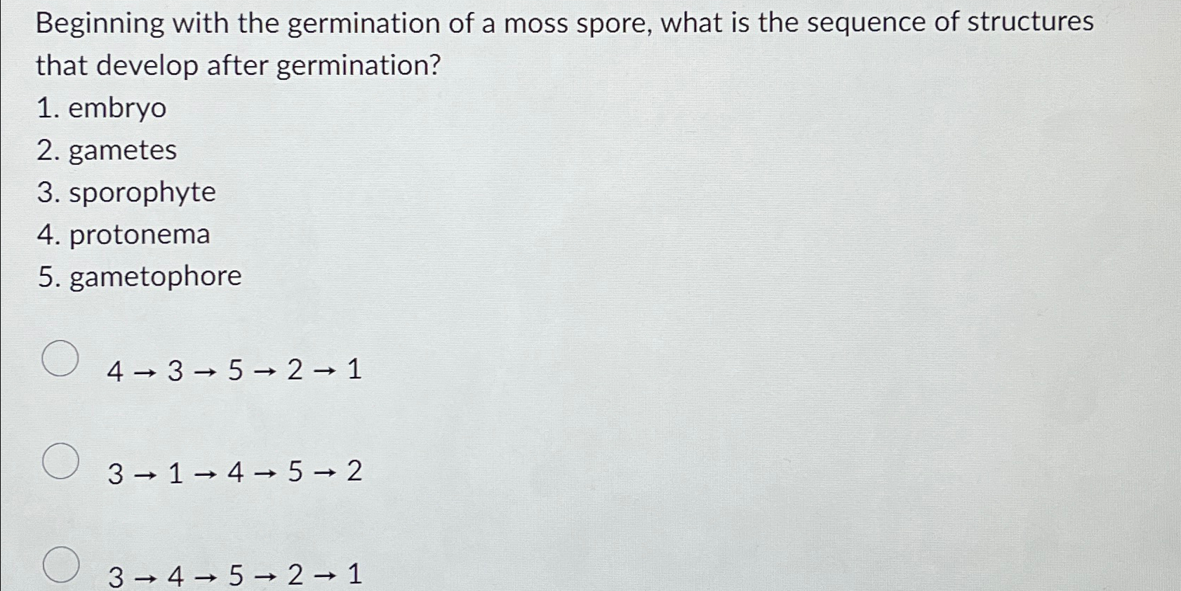 Solved Beginning with the germination of a moss spore, what | Chegg.com
