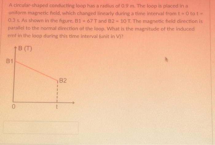 Solved A circular-shaped conducting loop has a radius of 0.9 | Chegg.com