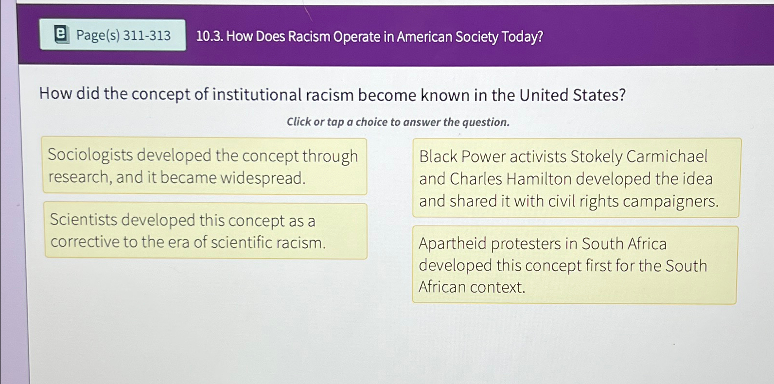 Solved Page(s) 311-31310.3. ﻿How Does Racism Operate in | Chegg.com