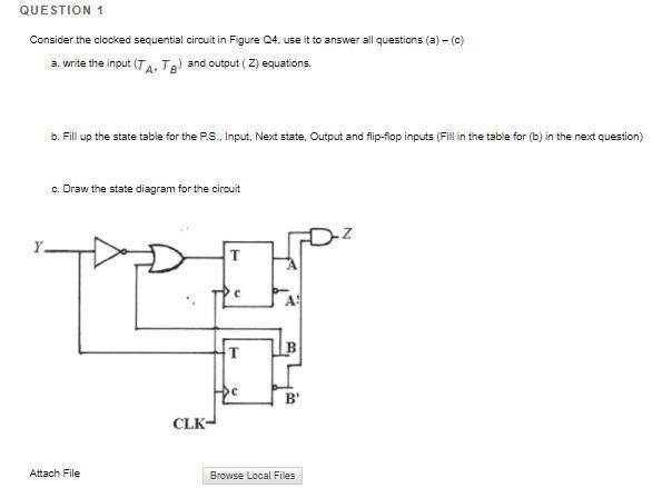 Solved QUESTION 1 Consider the clocked sequential circuit in | Chegg.com