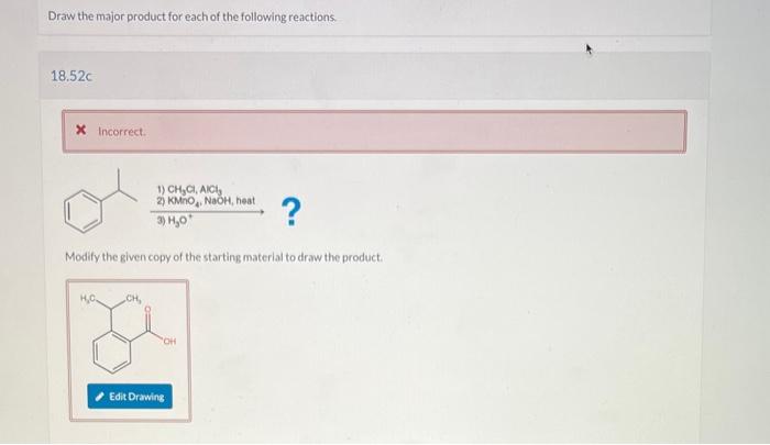 Solved Draw The Major Product For Each Of The Following