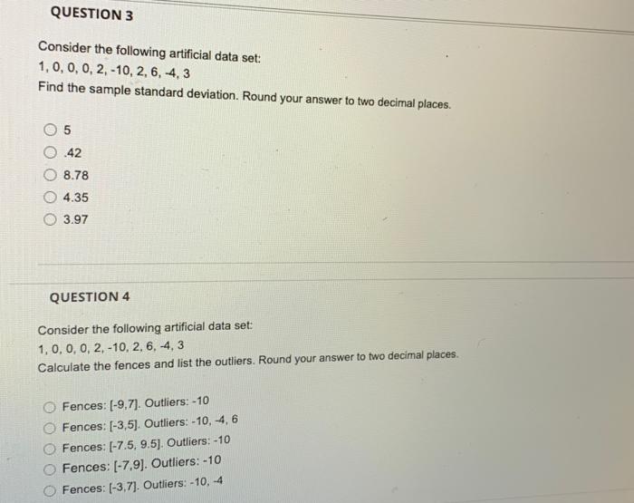 Solved QUESTION 3 Consider the following artificial data | Chegg.com